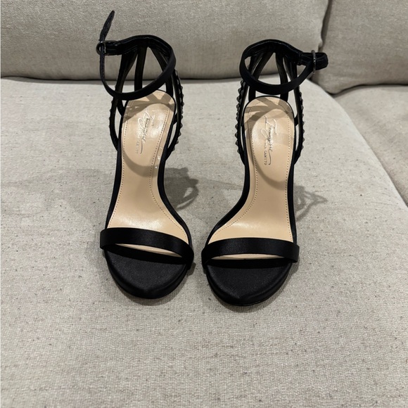 Vince Camuto | Shoes | Vince Camuto Daphee Black Satin Strappy Sandal ...